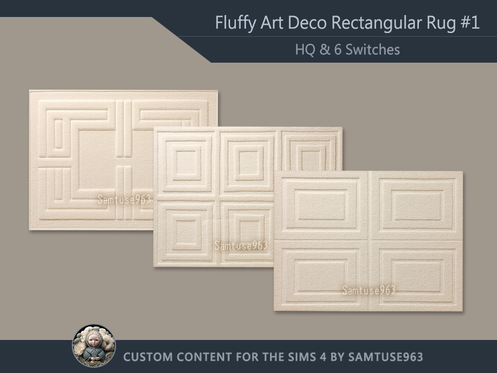 HQ Fluffy Art Deco Rectangular Dance Rug #1 Samtuse963 - The Sims 4 ...