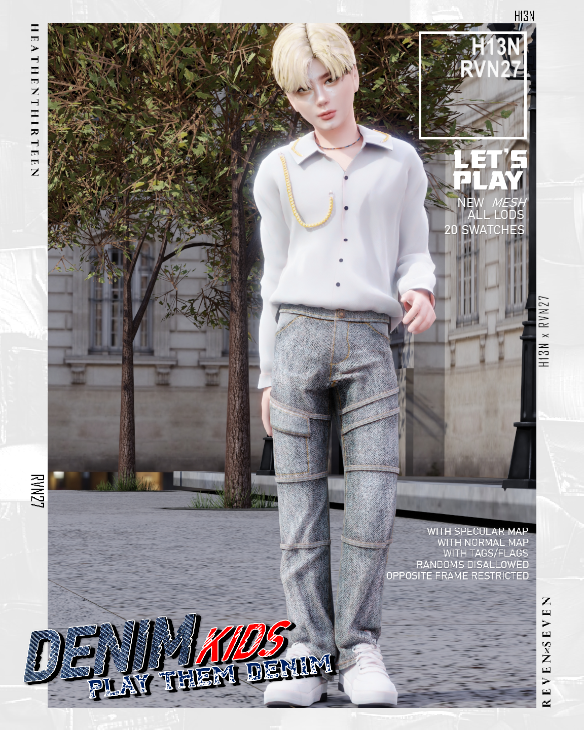 Boy's Vintage Punk Casual Retro Denim Jeans - The Sims 4 Create a Sim ...