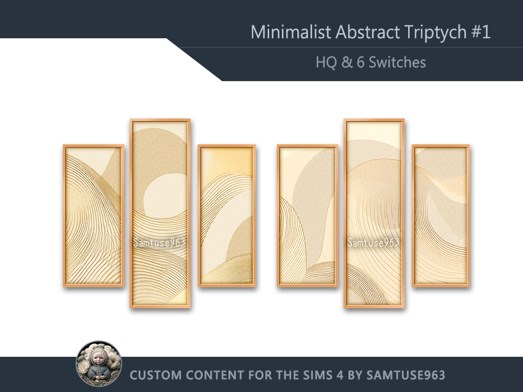 HQ Minimalist Abstract Triptych #1 Sellable Extra B Samtuse963 - The Sims 4 Build / Buy - CurseForge