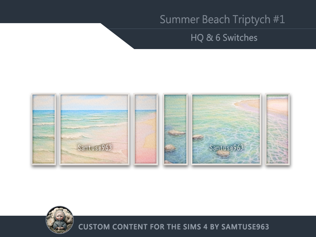HQ Summer Beach Triptych #1 Sellable Extra E Samtuse963 - The Sims 4 Build / Buy - CurseForge