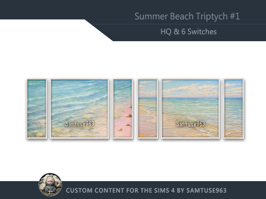 HQ Summer Beach Triptych #1 Sellable Extra E Samtuse963 - The Sims 4 Build / Buy - CurseForge