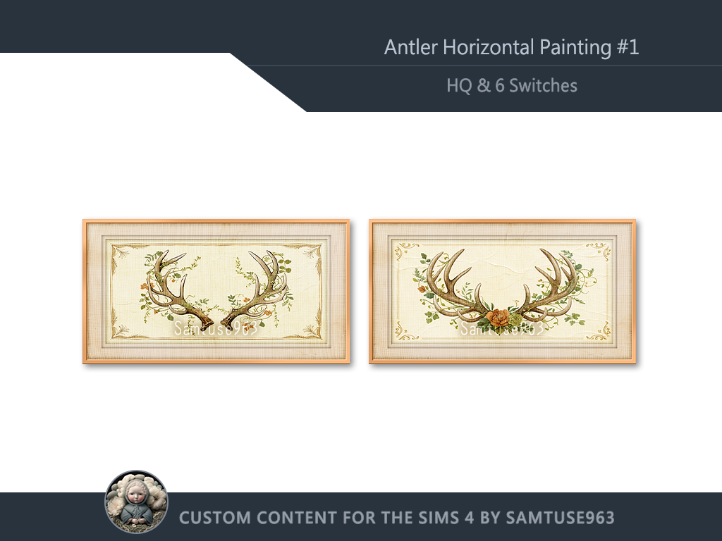 HQ Antler Horizontal Painting #1 Sellable Samtuse963 - The Sims 4 Build ...