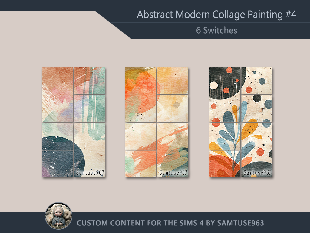 HQ Abstract Modern Collage Painting #4 Sellable Samtuse963 - The Sims 4 Build / Buy - CurseForge