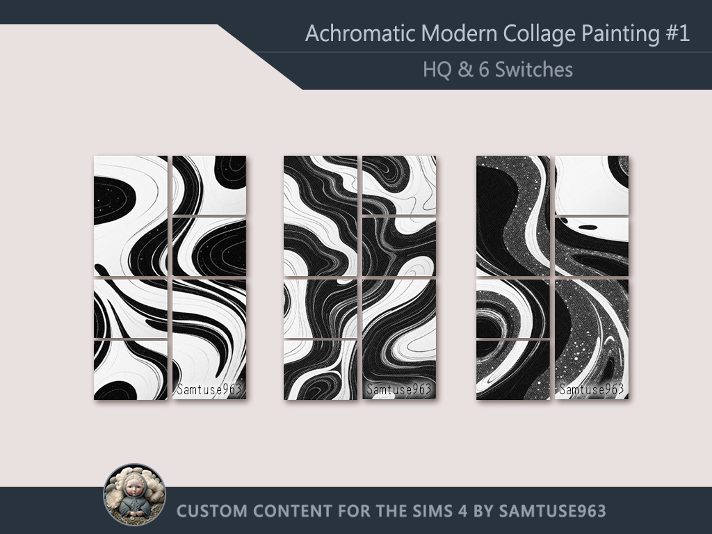 HQ Achromatic Modern Collage Painting #1 Samtuse963 - The Sims 4 Build / Buy - CurseForge