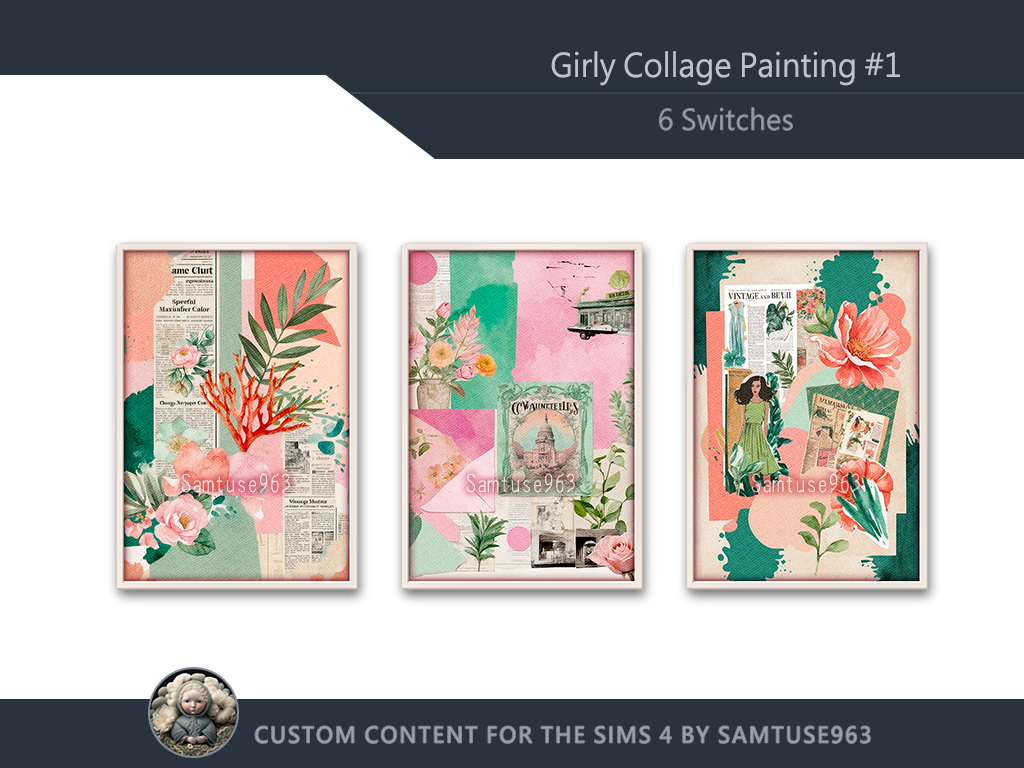 Girly Collage Painting #1 Sellable Extra A Samtuse963 - The Sims 4 ...