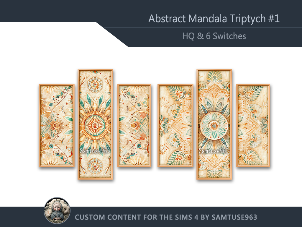 HQ Abstract Mandala Triptych #1 Sellable Extra B Samtuse963 - The Sims 4 Build / Buy - CurseForge