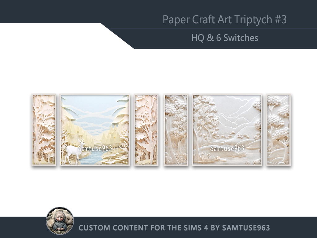 HQ Paper Craft Art Triptych #3 Sellable Extra E Samtuse963 - The Sims 4 Build / Buy - CurseForge