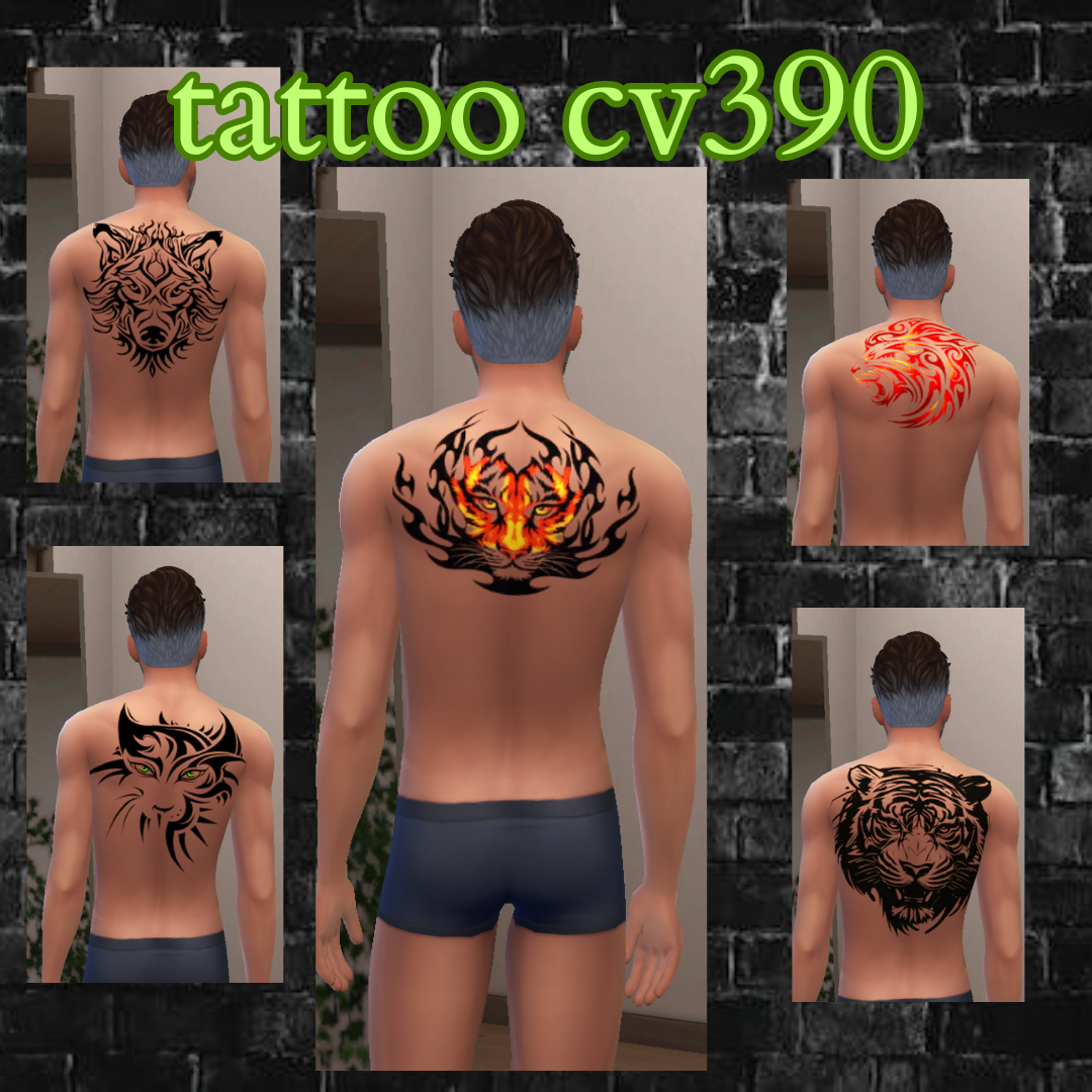 tattoo cv390 back animal head ( base game compatible ) - Gallery - The Sims 4 Create a Sim ...