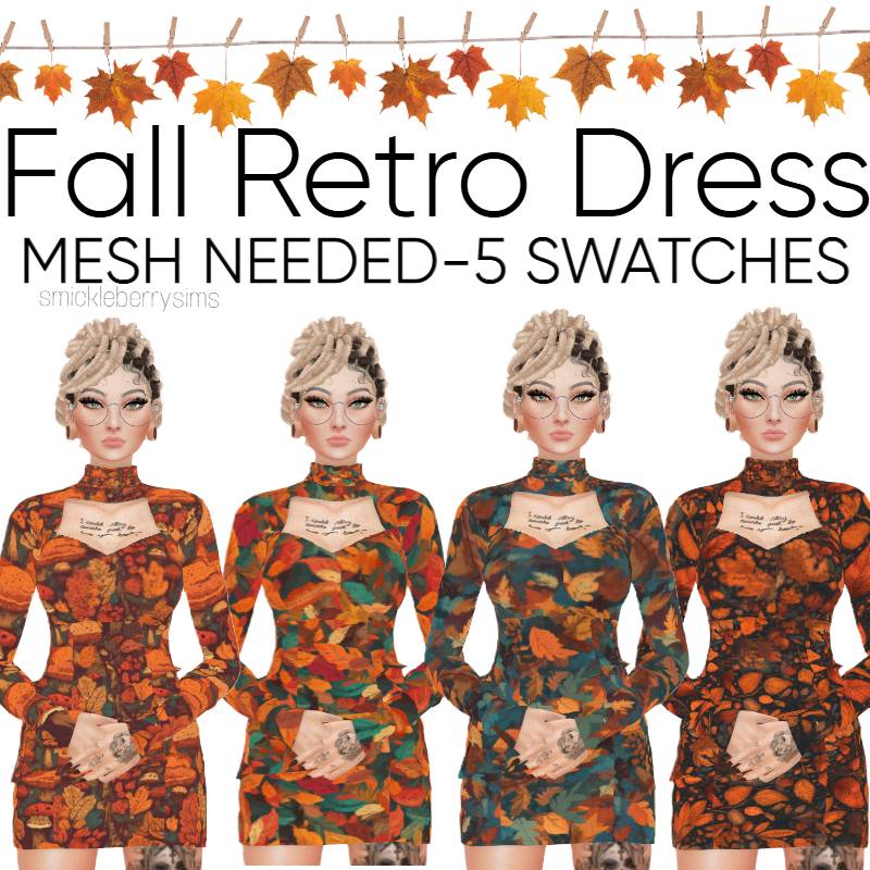 Fall Retro Dress (recolor) - Gallery - The Sims 4 Create a Sim - CurseForge