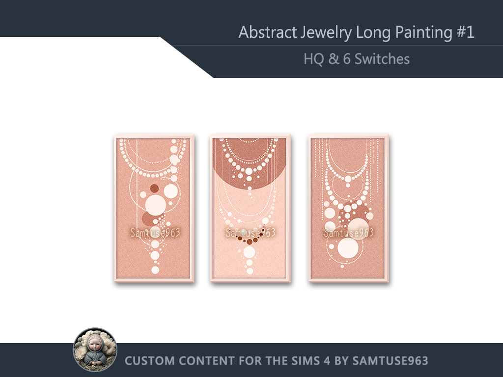 HQ Abstract Jewelry Long Painting #1 Sellable Extra D Samtuse963 - The Sims 4 Build / Buy ...