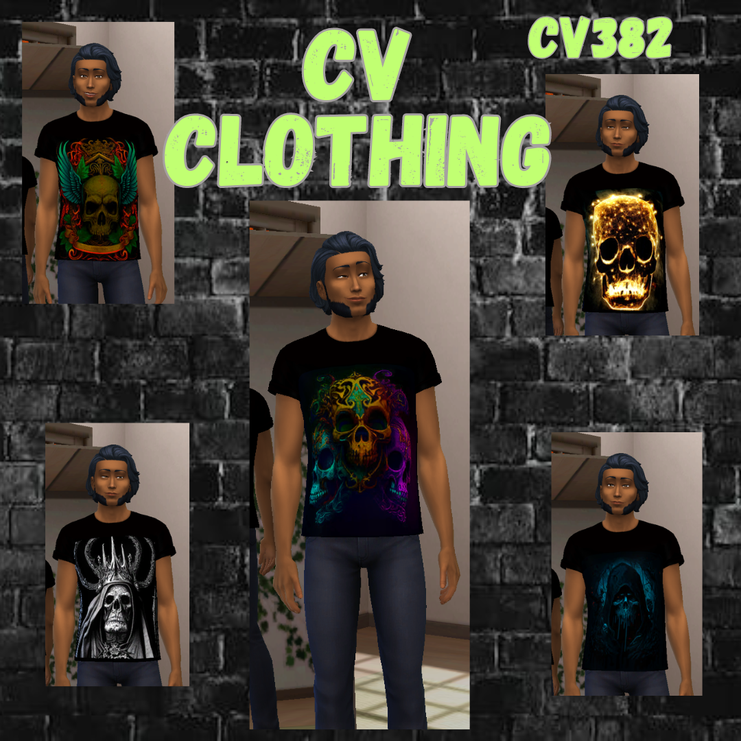 clothing cv382 skulls on black t-shirt ( base game compatible ...