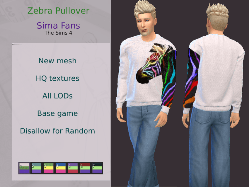 Zebra Pullover by SimaFans - Gallery - The Sims 4 Create a Sim - CurseForge