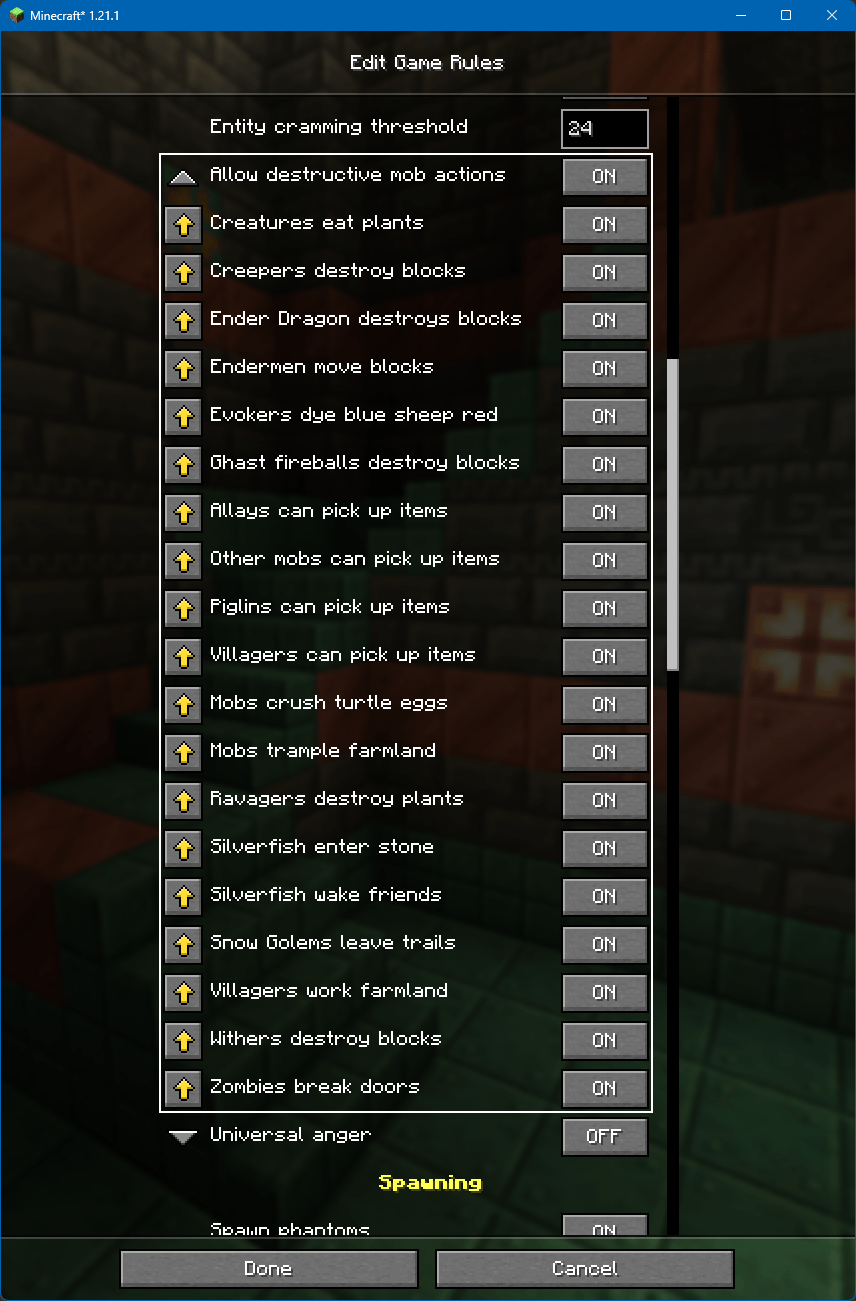 Granular Gamerules Screenshots - Mods - Minecraft