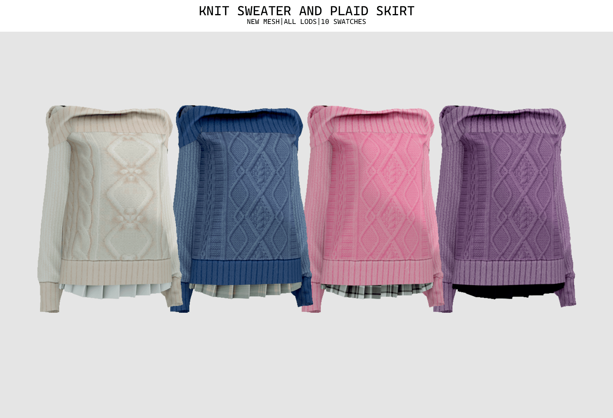 [omb] KNIT SWEATER AND PLAID SKIRT - Gallery - The Sims 4 Create a Sim ...