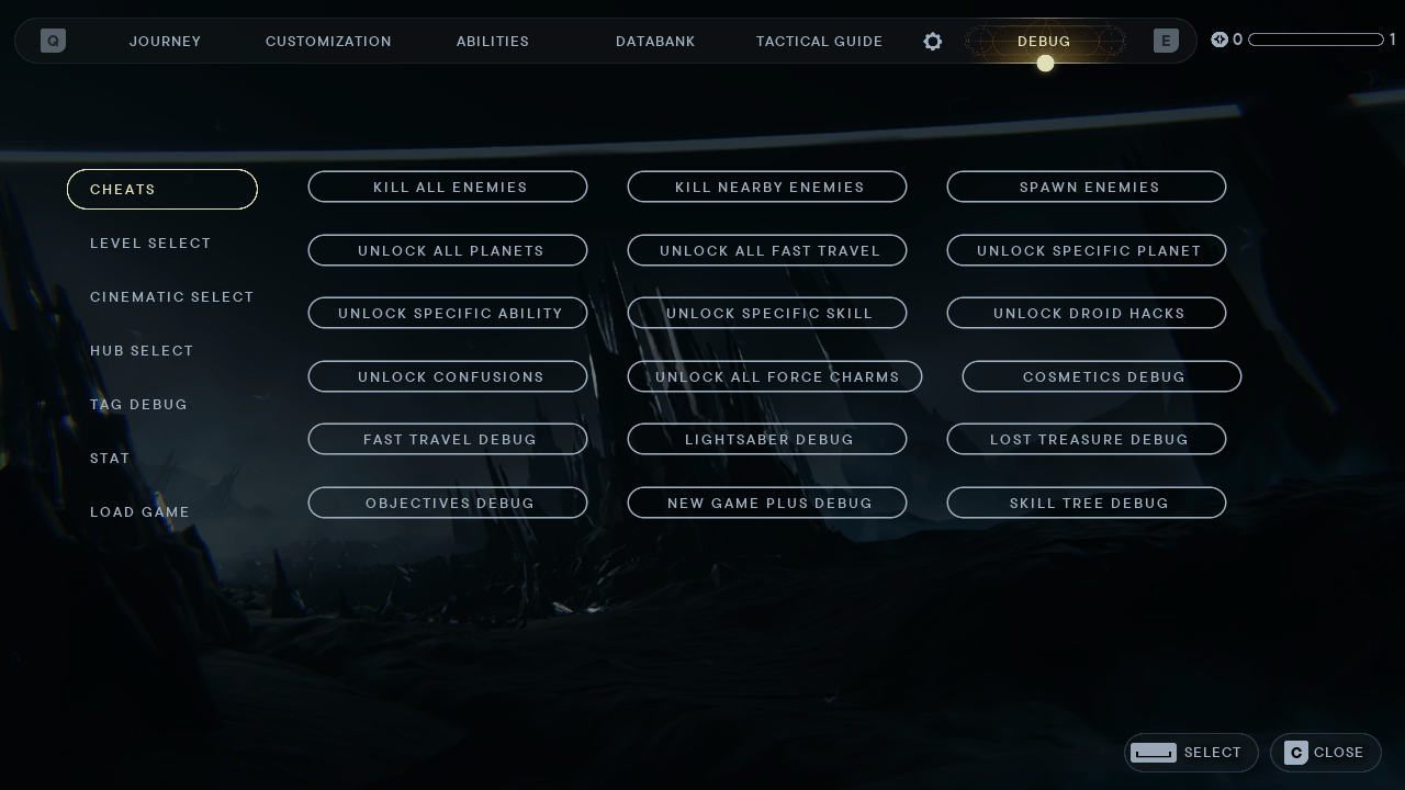 Debug menu - Gallery - Star Wars Jedi Survivor Mods - CurseForge