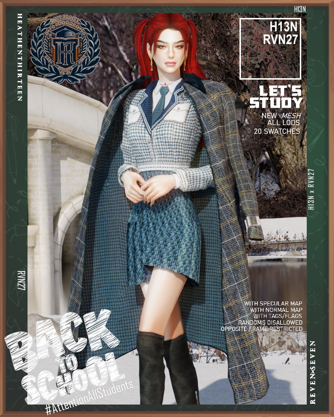 High Waist Contrast Stitch Pocket Necktie Winter School Uniform (With ...