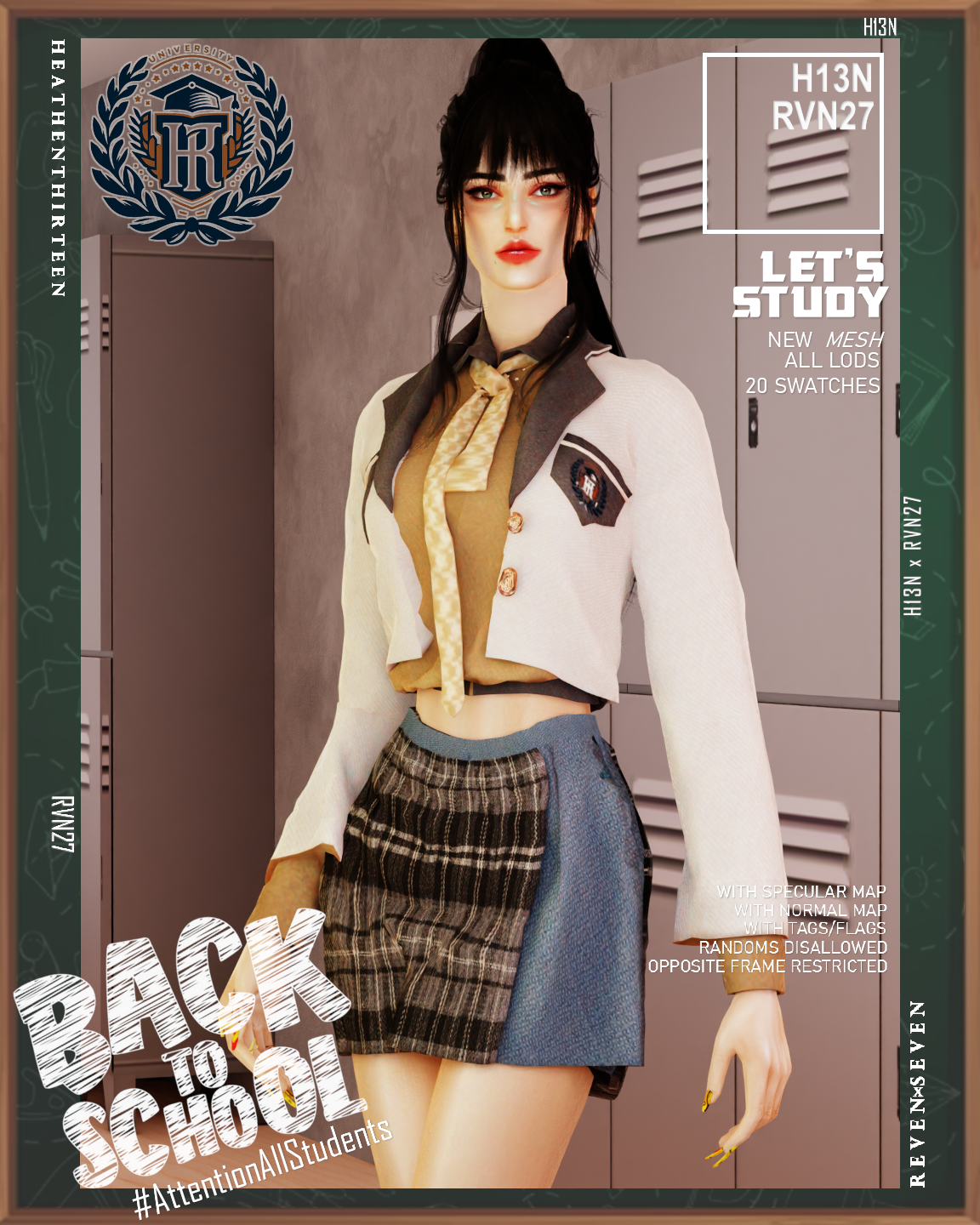 Women's Double Pleated Skirt Winter School Uniform at The Sims 4 Nexus ...