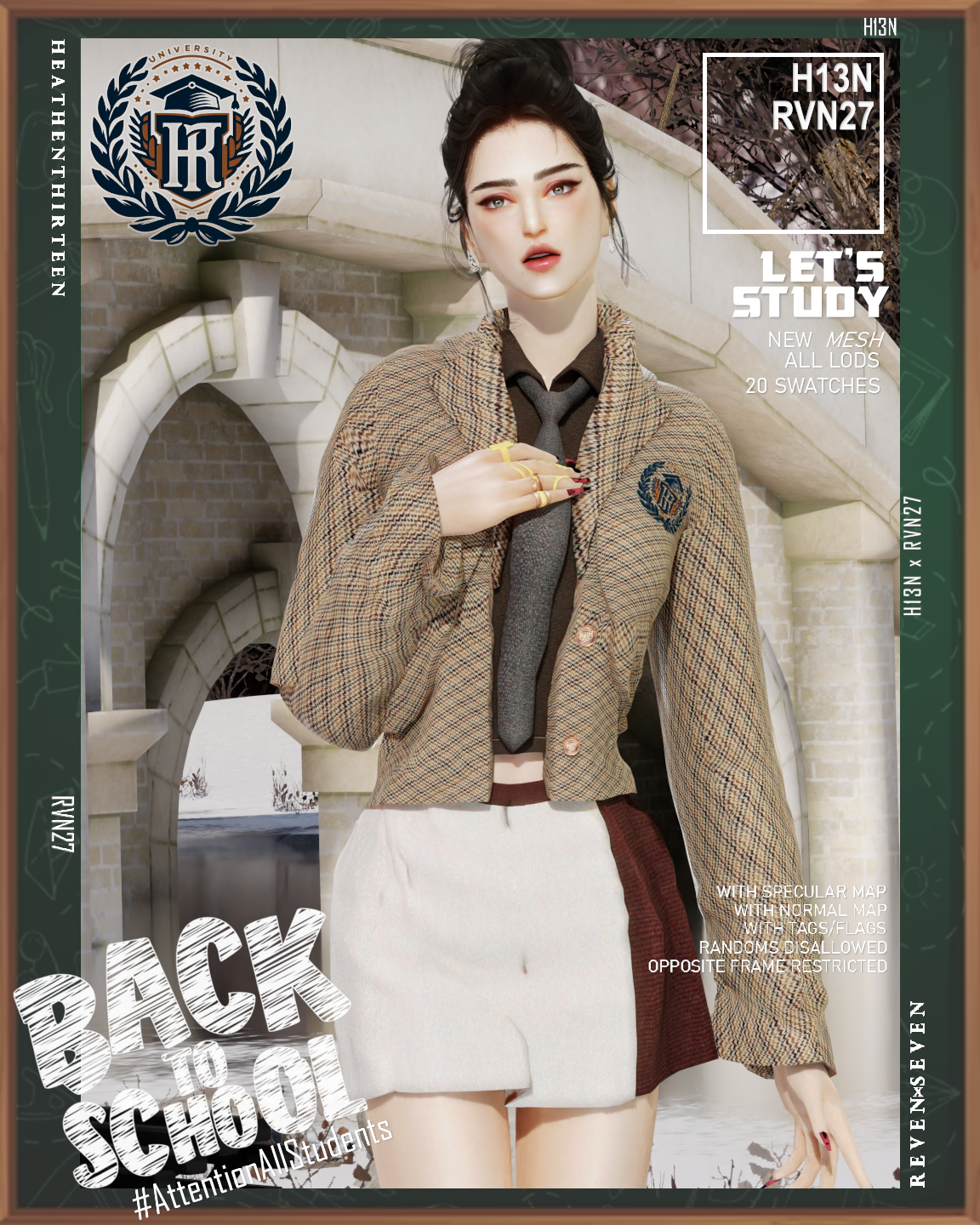 Women's Double Layer Jacket Blazer Winter School Uniform - The Sims 4 ...