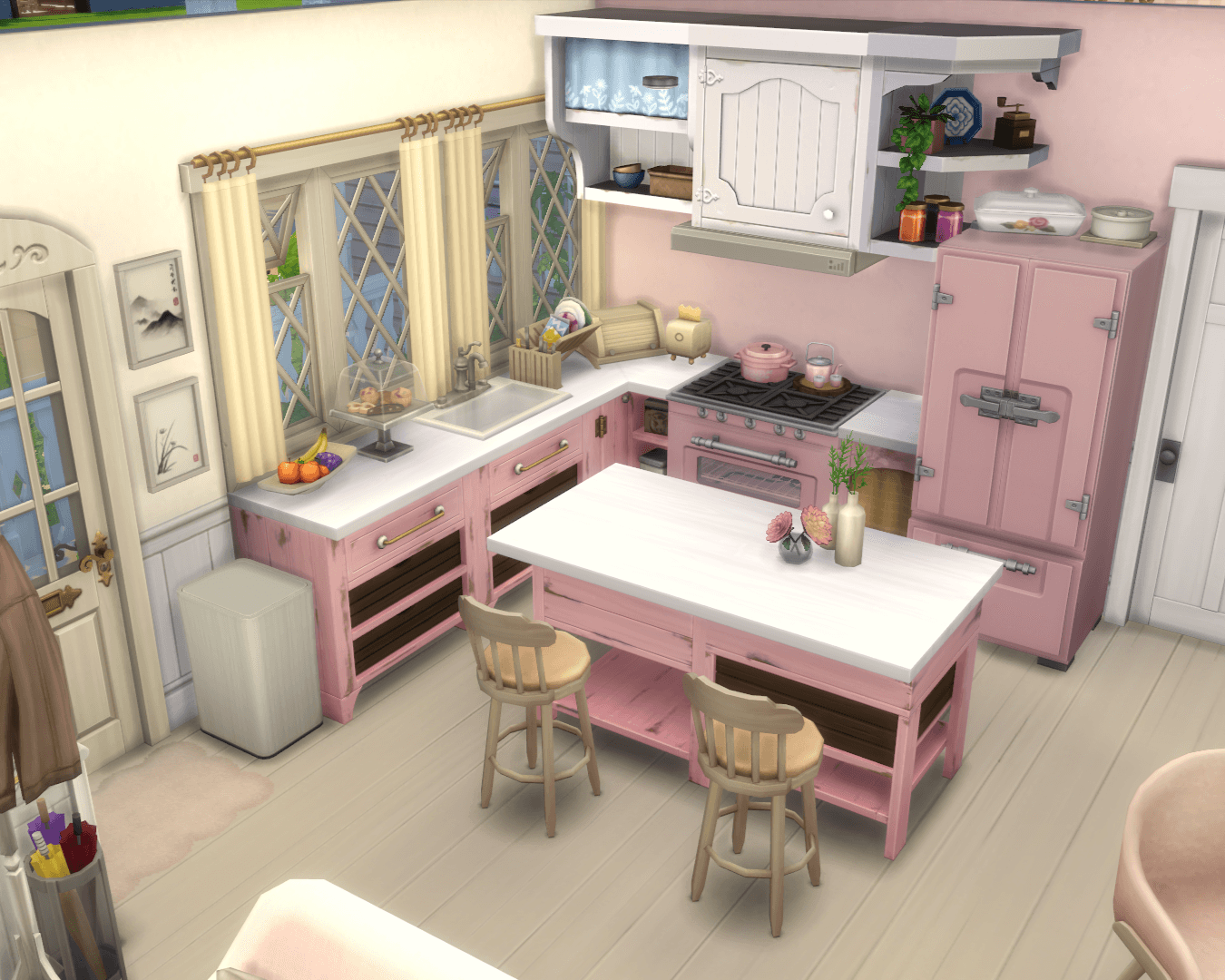 Cute Pink Cottagey Kitchen & Dining Room - Gallery - The Sims 4 Rooms ...