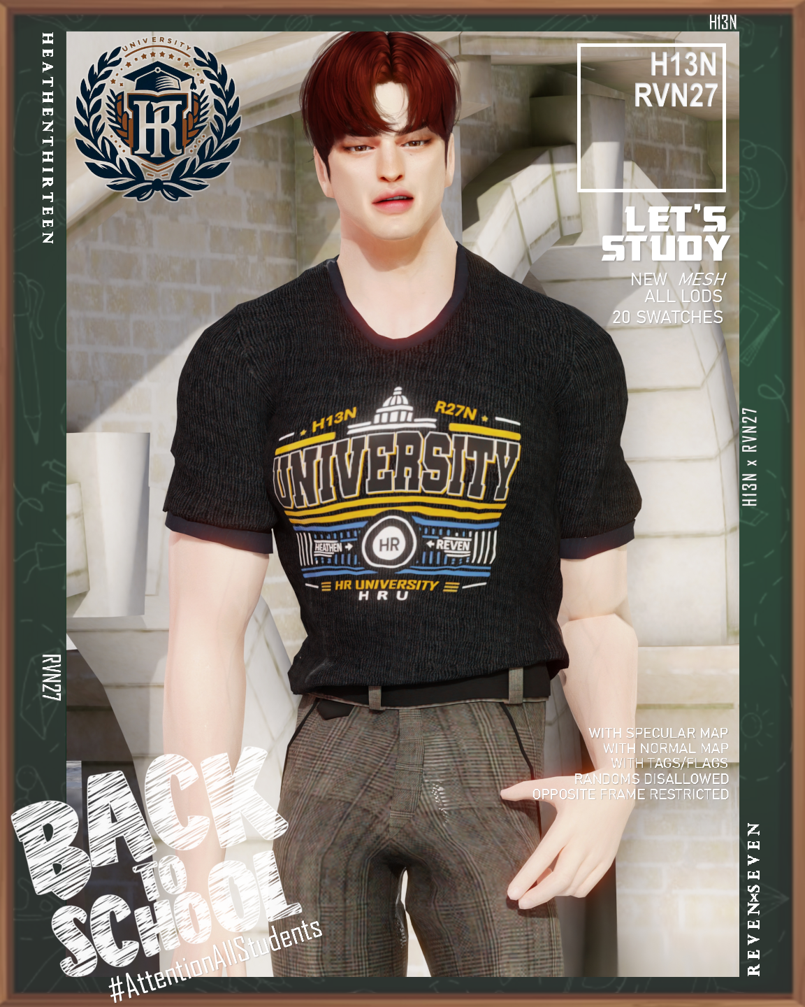 Men's Muscle Fit Graphic University Tee Shirt - Gallery - The Sims 4 ...