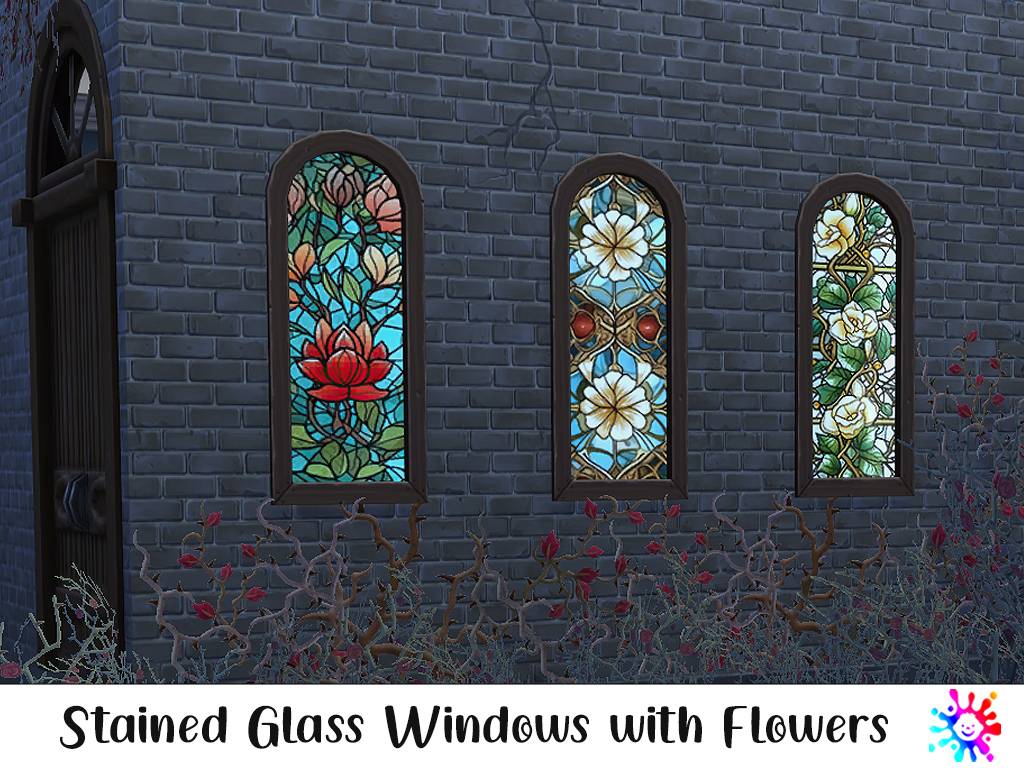 Stained Glas Windows with Flowers - Gallery - The Sims 4 Build / Buy ...