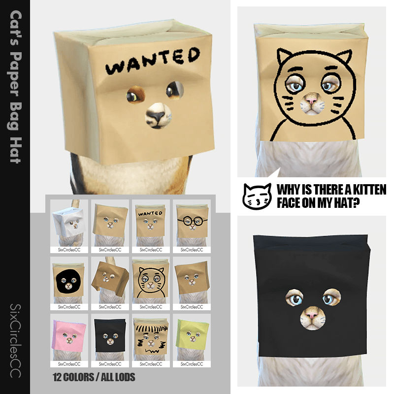 [SixCirclesCC] Cat Hat - Paper Bag - Gallery - The Sims 4 Pets - CurseForge