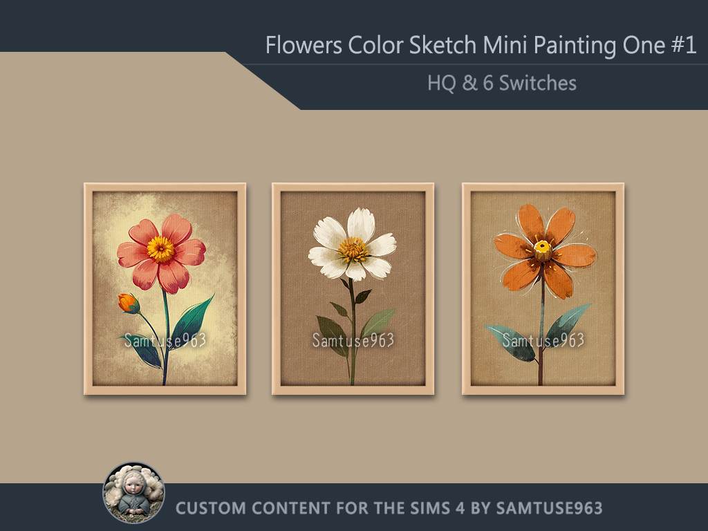 HQ Flowers Color Sketch Mini Painting One #1 Extra G Samtuse963 - The ...