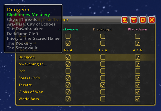 WeeklyTasksTracker - Gallery - World of Warcraft Addons - CurseForge