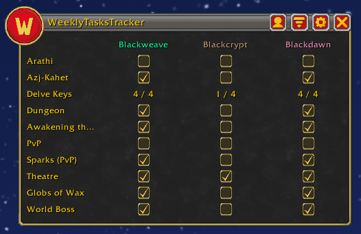 WeeklyTasksTracker - Gallery - World of Warcraft Addons - CurseForge