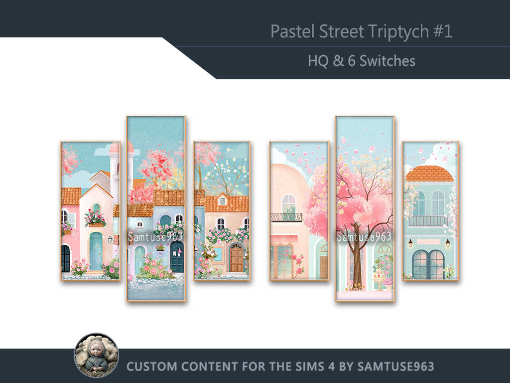 HQ Pastel Street Triptych #1 Sellable Extra B Samtuse963 - The Sims 4 Build / Buy - CurseForge