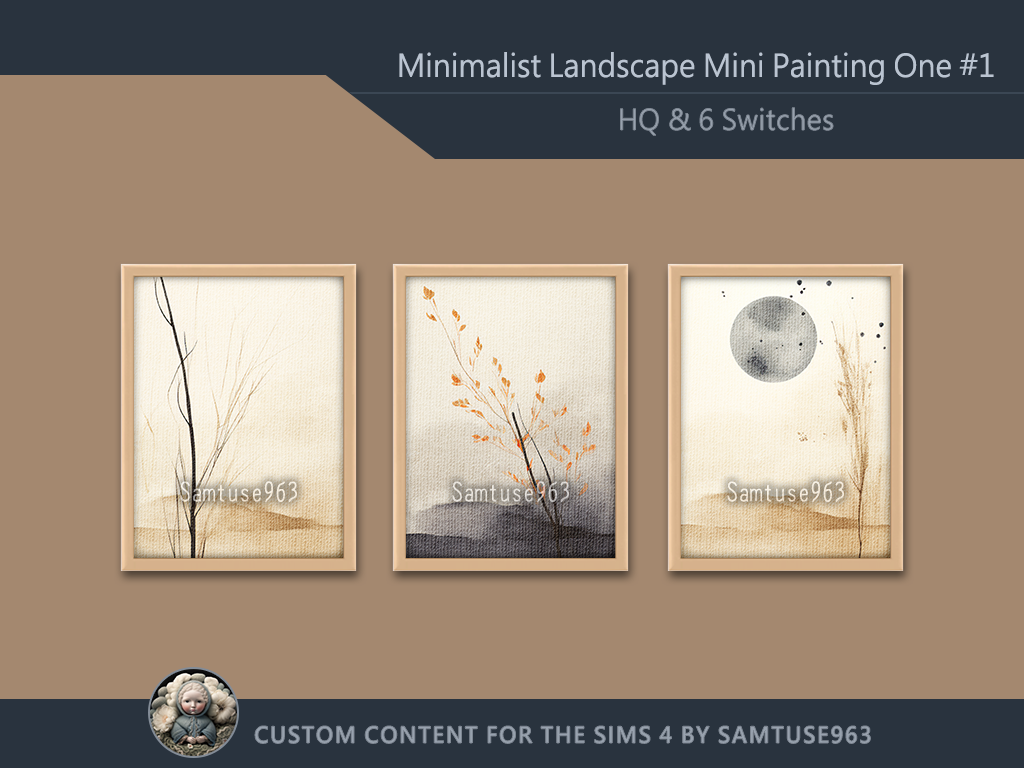 HQ Minimalist Landscape Mini Painting One #1 Extra G Samtuse963 - The Sims 4 Build / Buy ...
