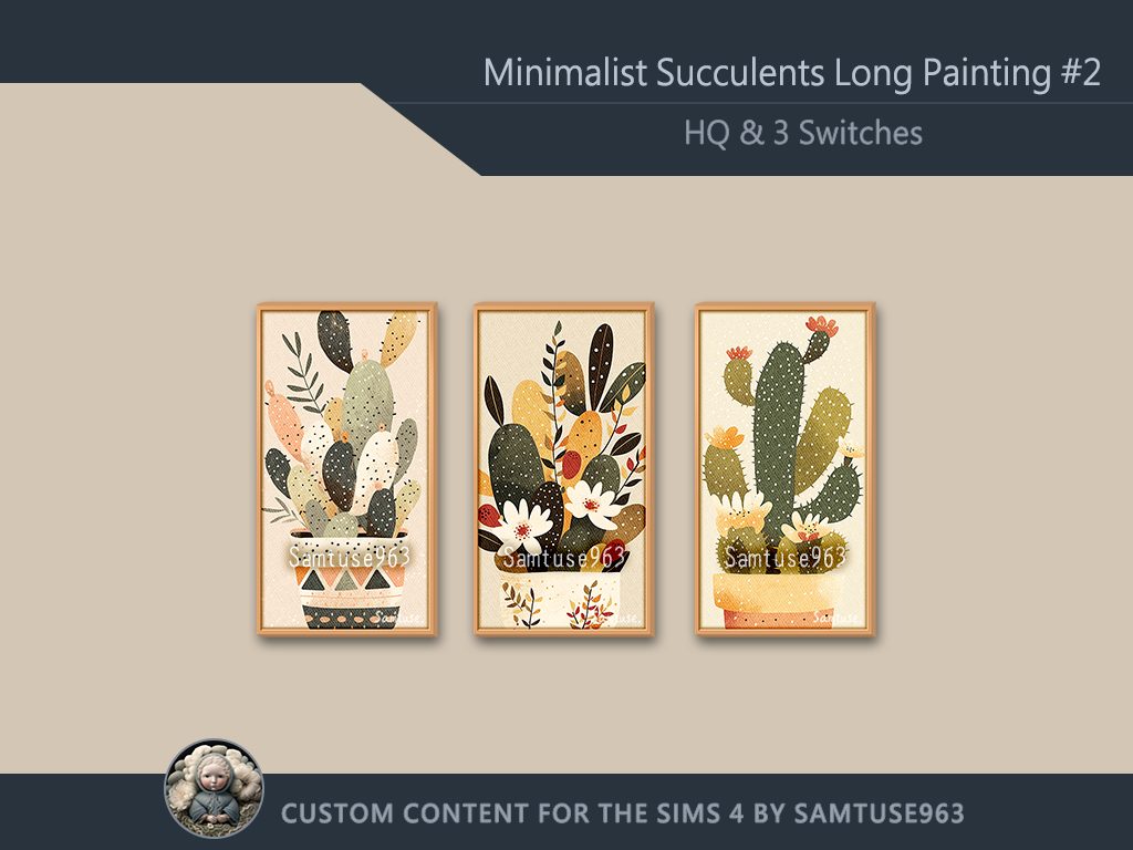 HQ Minimalist Succulents Long Painting #2 Sellable Extra D Samtuse963 - The Sims 4 Build / Buy ...