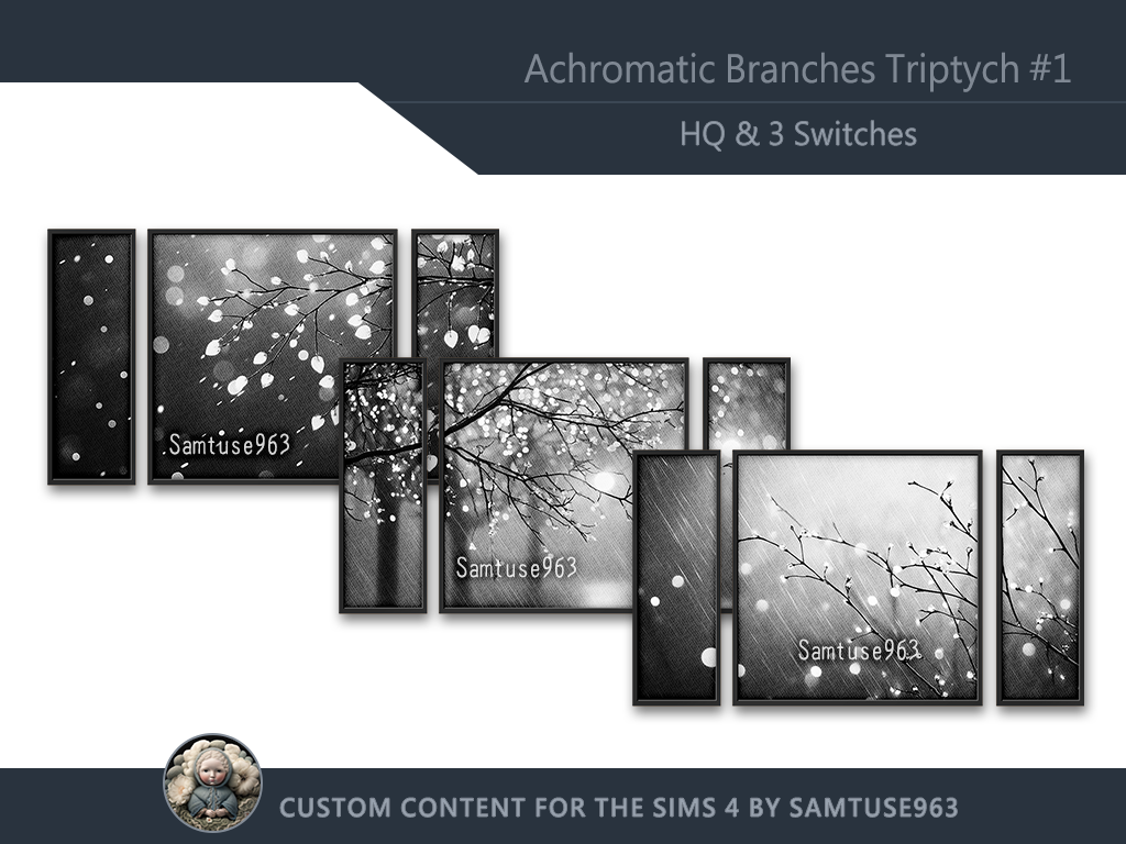HQ Achromatic Branches Triptych #1 Sellable Extra E Samtuse963 - Gallery - The Sims 4 Build ...