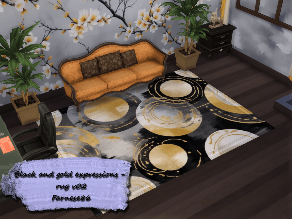 Black and gold expressions - rug v02 - Gallery - The Sims 4 Build / Buy ...