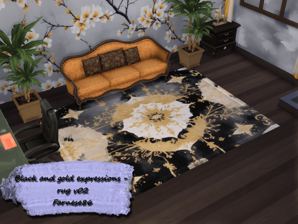 Black and gold expressions - rug v02 - Gallery - The Sims 4 Build / Buy ...