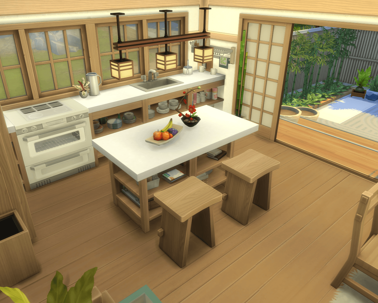 Japanese Inspired Kitchen & Dining Room - Gallery - The Sims 4 Rooms ...