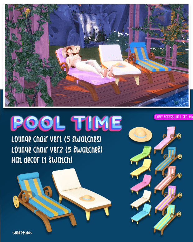 Pool Time Lounger CC by SNOOTYSIMS - The Sims 4 Build / Buy - CurseForge