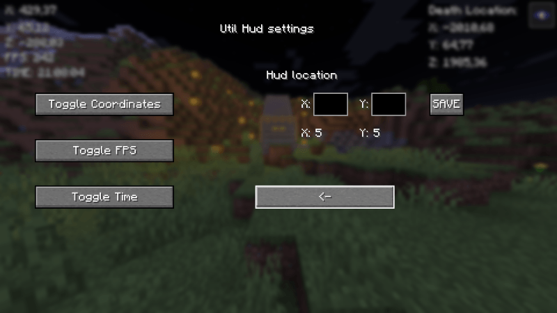 Download UTIL HUD (Coordinates, Fullbright, Fps, time, Last Death ...