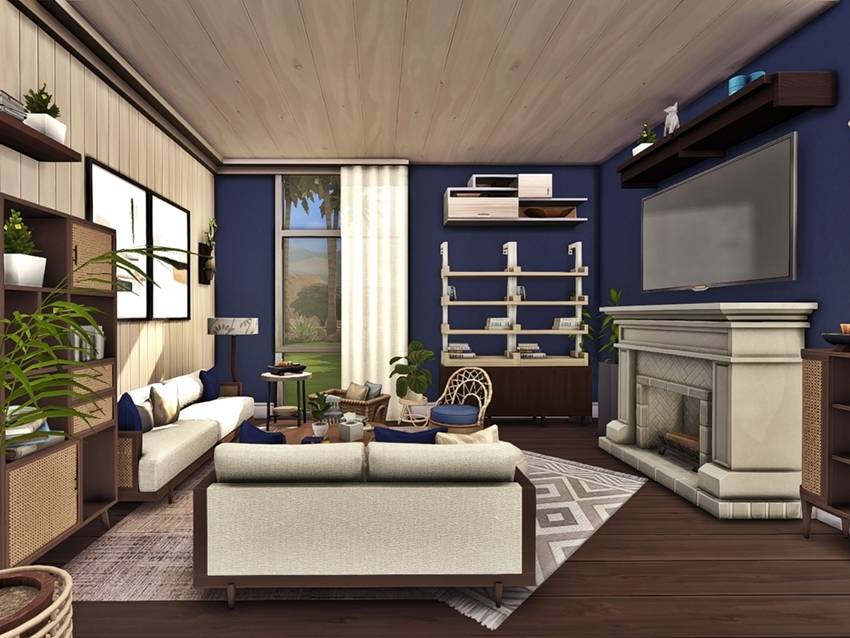 Stylish in Blue - Living Room 1 - The Sims 4 Rooms / Lots - CurseForge