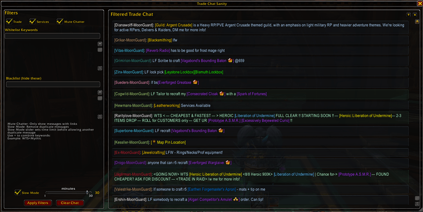 Trade Chat Sanity - World of Warcraft Addons - CurseForge