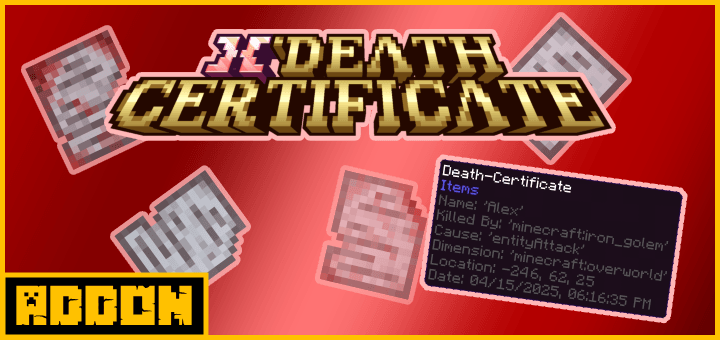 xDeath-Certificate - Minecraft Bedrock Addons - CurseForge