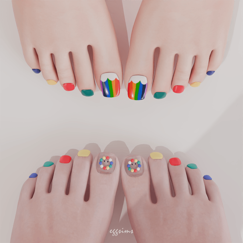 [EGGSIMS] Rainbow Dream Toenail Set - The Sims 4 Create a Sim - CurseForge