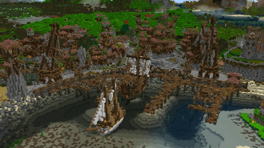 Medieval Fishing Town in the Swamp Biome - Minecraft Bedrock Maps ...
