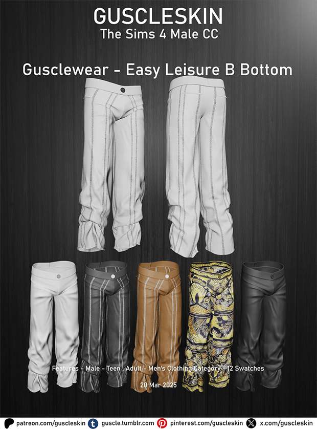 Gusclewear - Easy Leisure B Bottom - The Sims 4 Create a Sim - CurseForge
