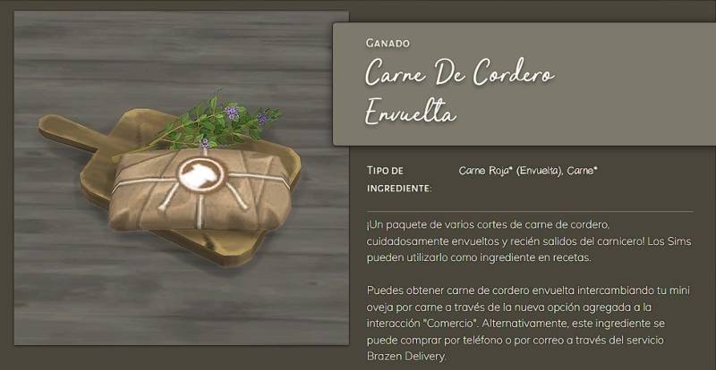 Wrapped Lamb Meat by BrazenLotus Spanish translation - The Sims 4 ...