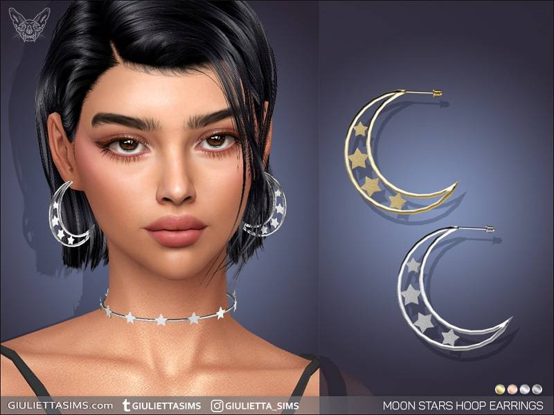 Moon Stars Hoop Earrings - The Sims 4 Create a Sim - CurseForge