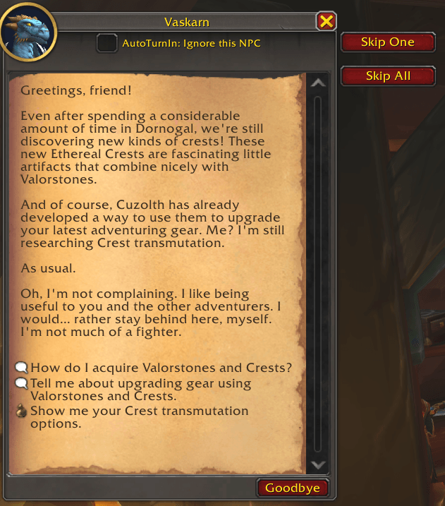 Skip Dialogue - World of Warcraft Addons - CurseForge