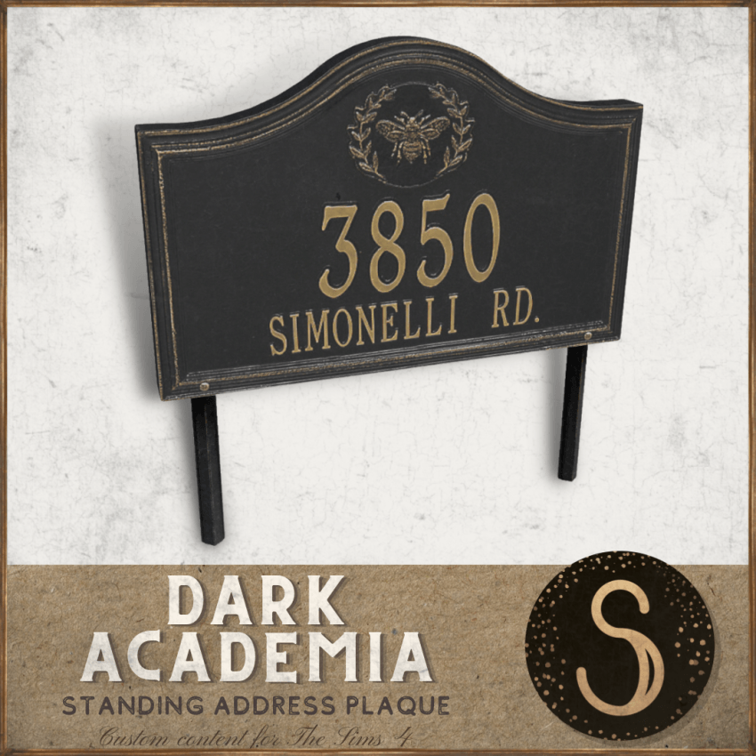 Sims4Luxury - Dark Academia - Standing address plaque - The Sims 4 ...