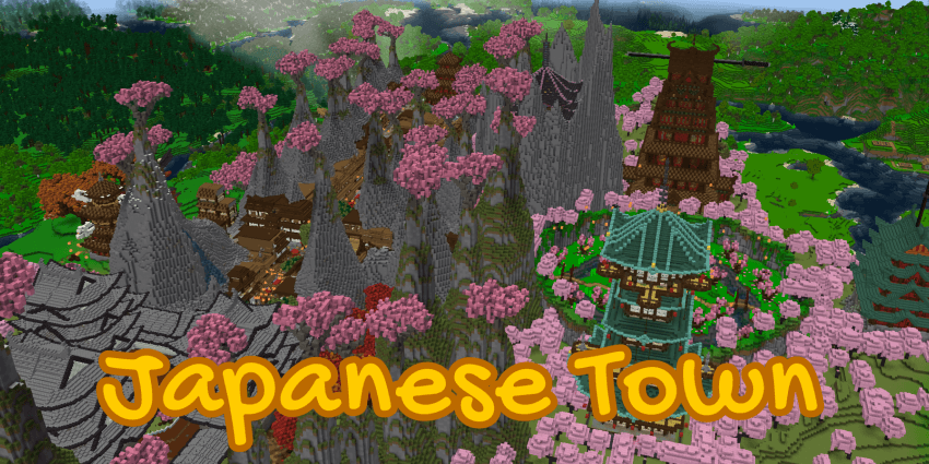 Old Japanese Town in the Cherry Biome - Minecraft Bedrock Maps - CurseForge