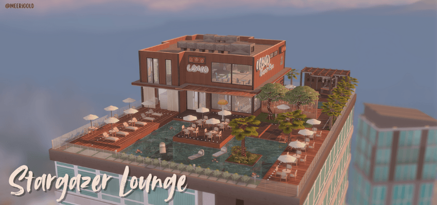 Stargazer Lounge – Rooftop Cocktail Bar | No CC | Functional - The Sims ...